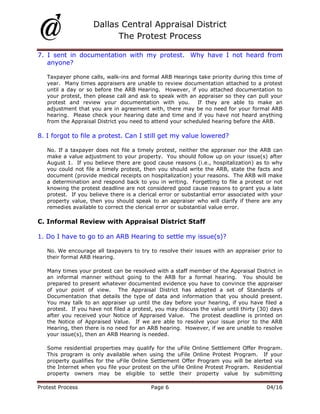 Dallas Central Appraisal District The Protest Process | PDF ...