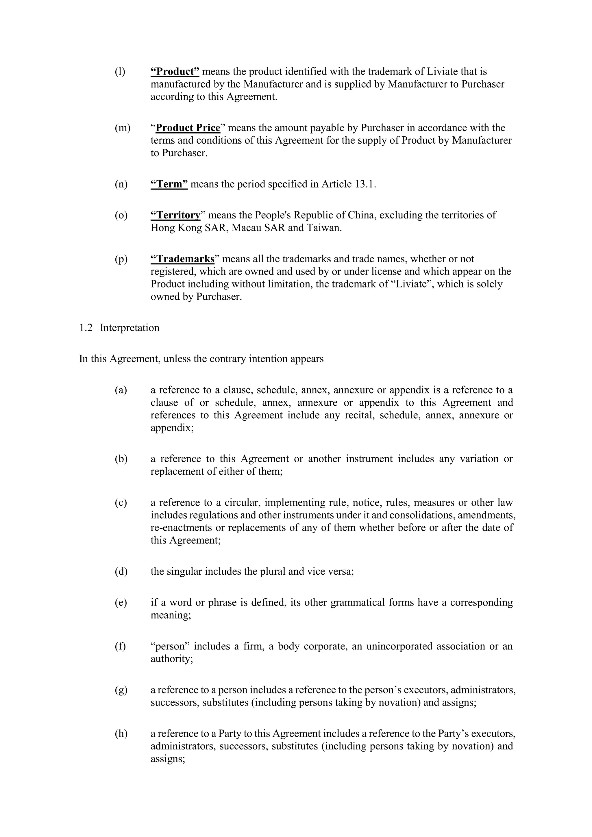 Sample Work - Manufacturing and Supply Agreement - part 1 | PDF