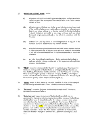 Sample Work - Manufacturing and Supply Agreement - part 1 | PDF