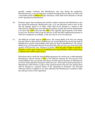 Sample Work - Manufacturing and Supply Agreement - part 1 | PDF