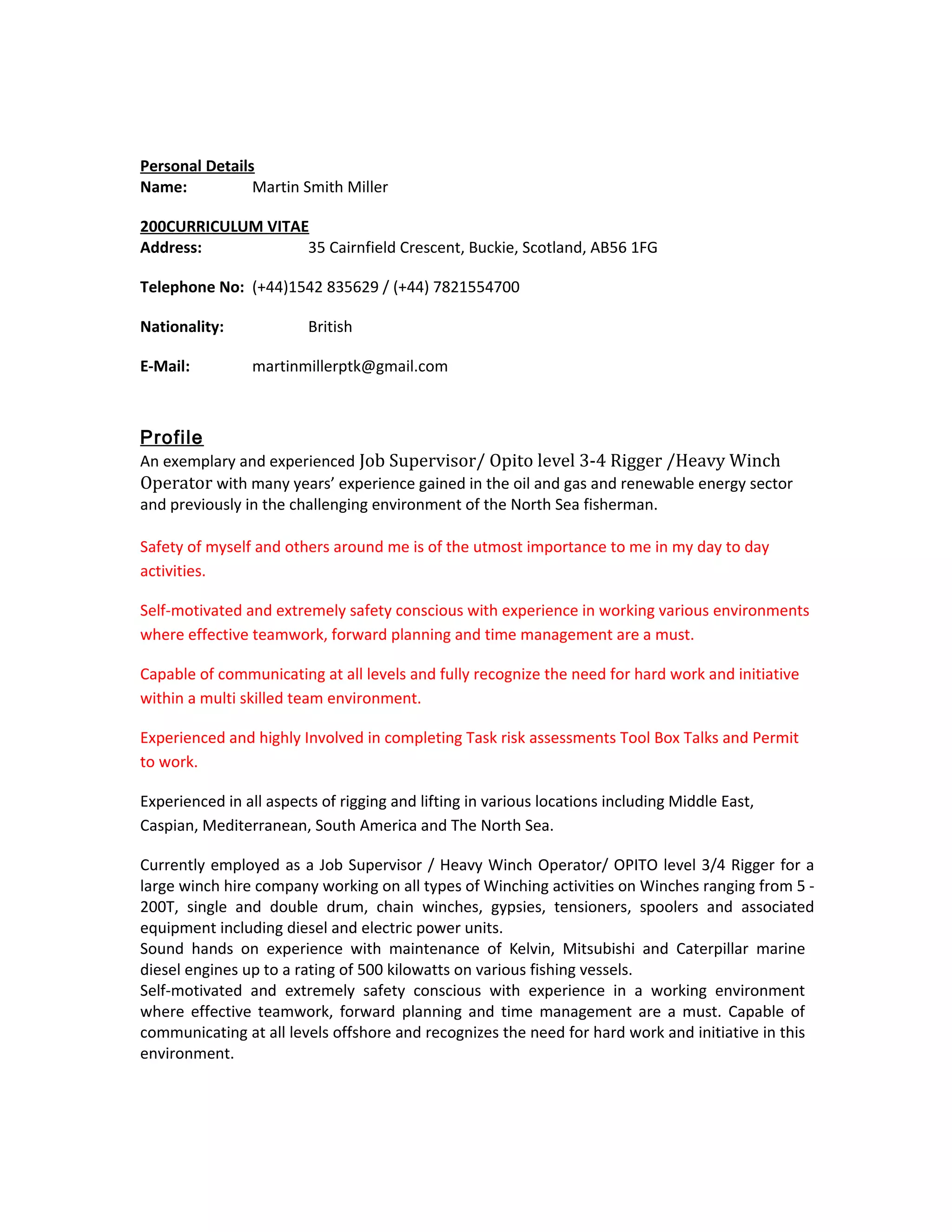 M. Miller CV 12 winch rigger | RTF