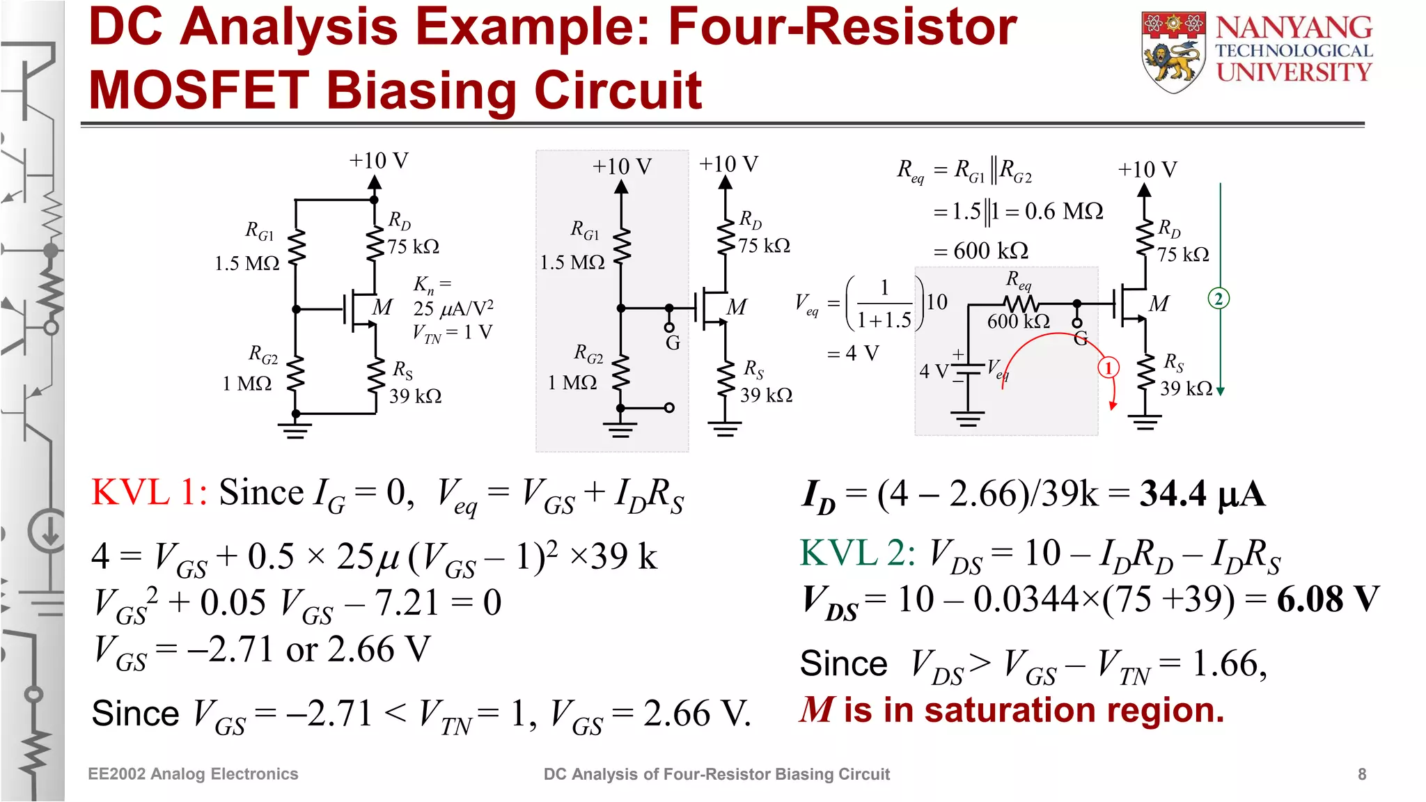 Dc analysis of four resistor biasing circuit | PDF