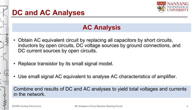 Dc analysis of four resistor biasing circuit | PDF