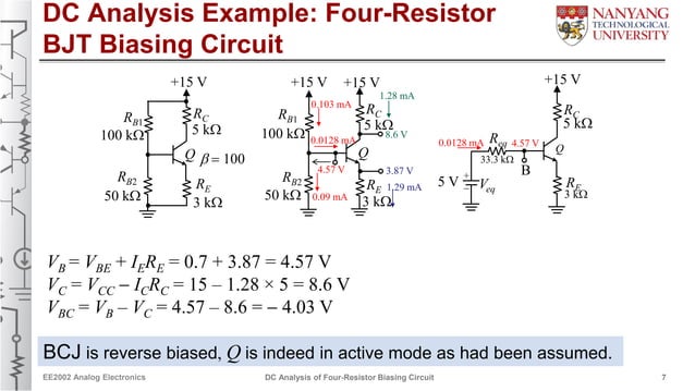 Dc analysis of four resistor biasing circuit | PDF