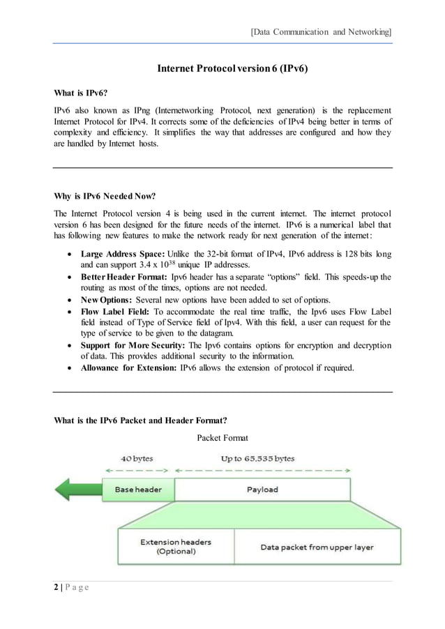 Data Communication IPv6, Ethernet, OSI Model, Transmission Impairments | PDF