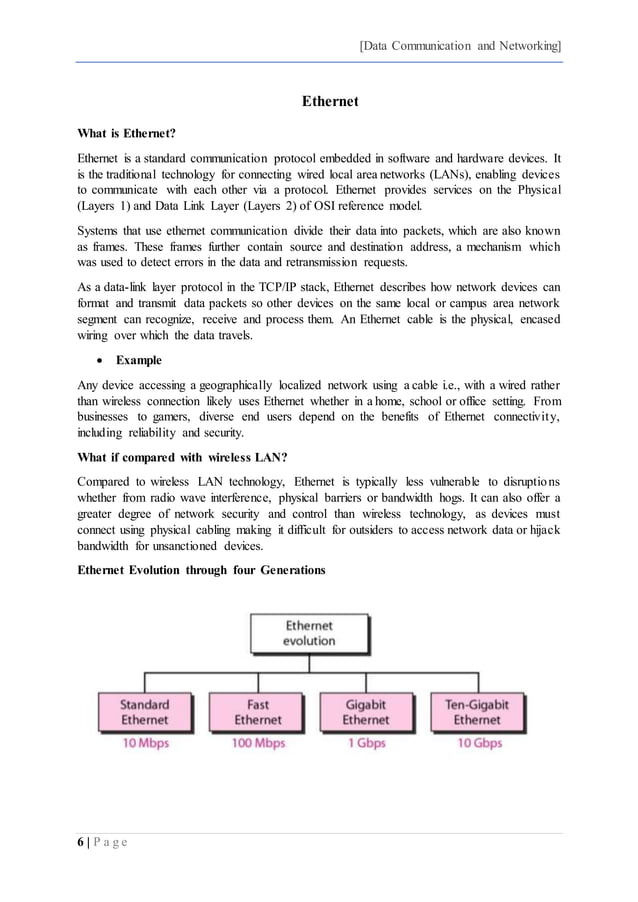 Data Communication IPv6, Ethernet, OSI Model, Transmission Impairments ...