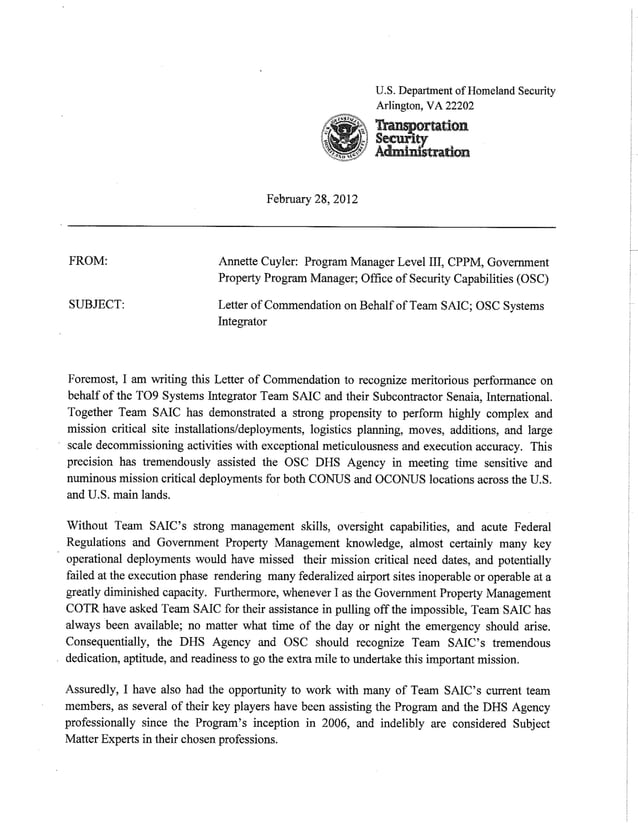 Letter of Commendation | PDF