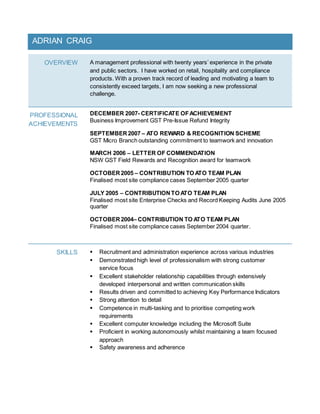 Resume Adrian Craig | DOCX