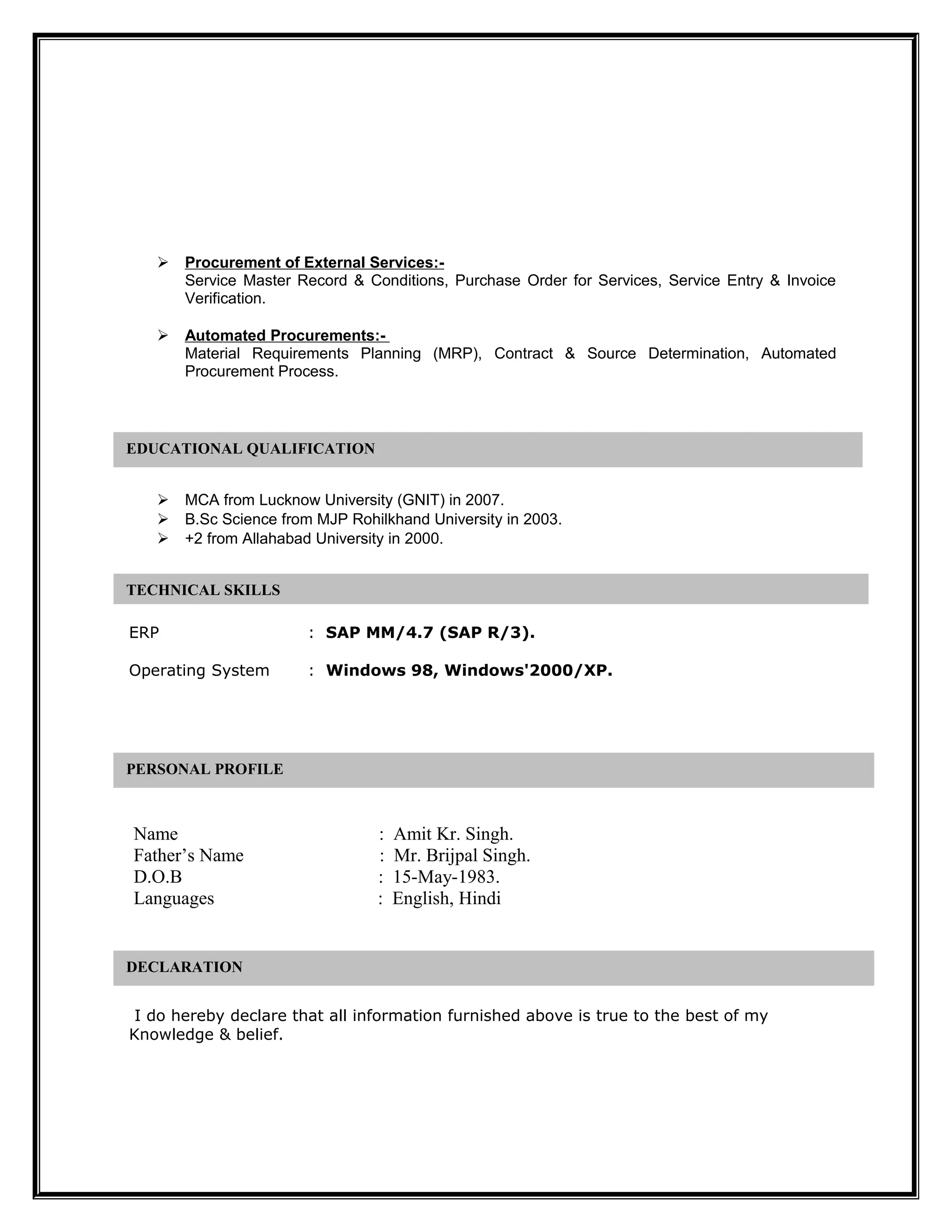 Amit kr. singh Resume (1) | PDF