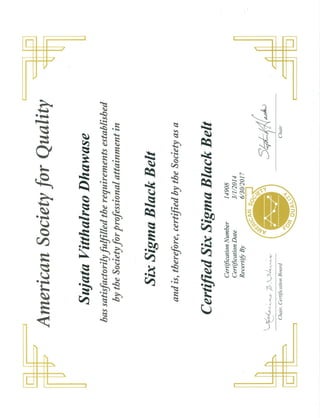 ASQ SSBB Certificate | PDF