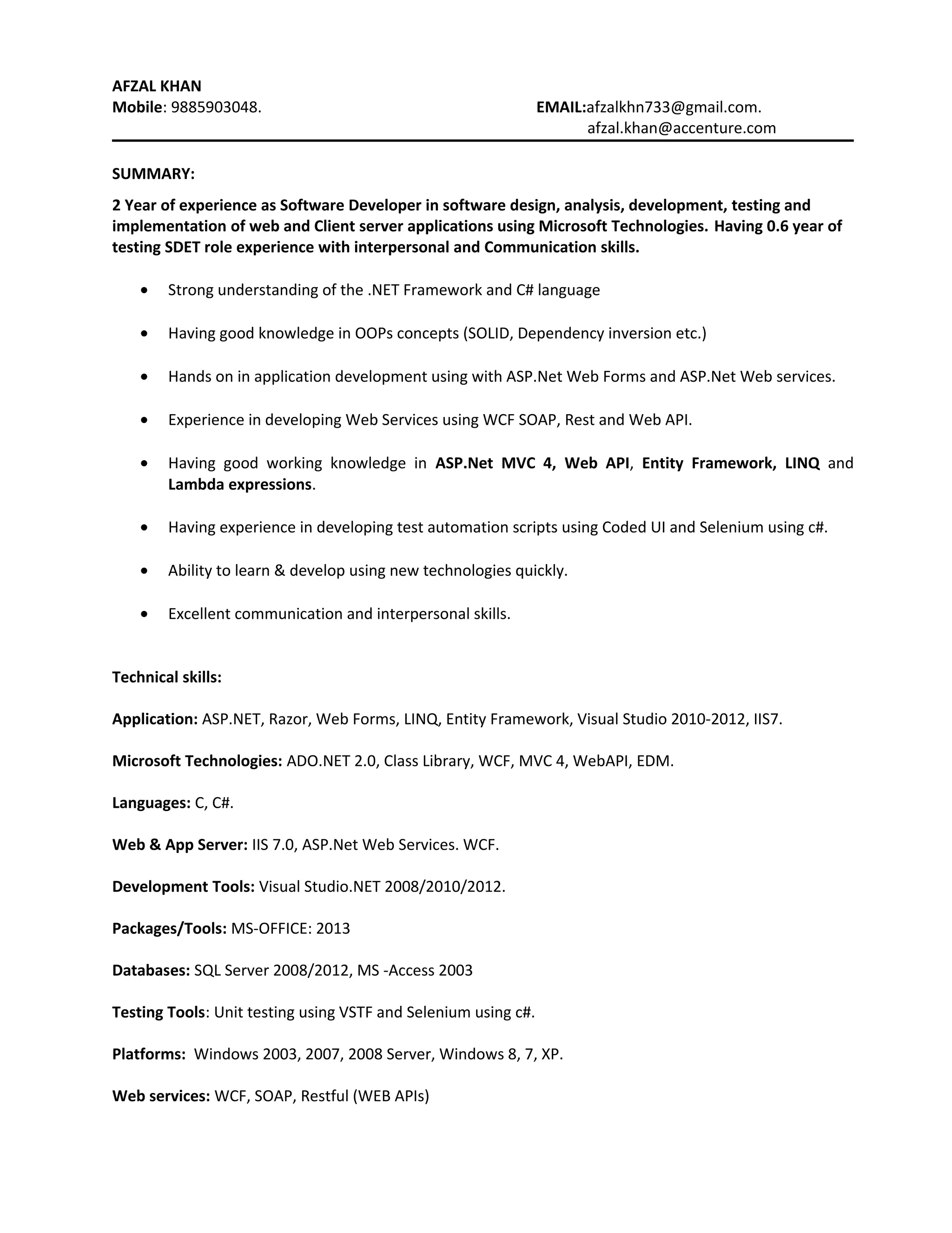 Afzal-Khan-Resume | DOC | Web Development | Internet