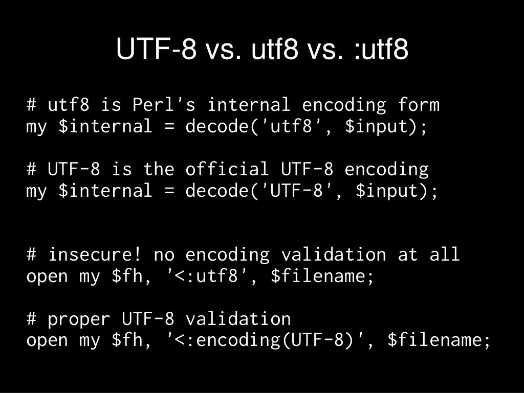 Utf 8 Vs Utf8 Vs Utf8 
