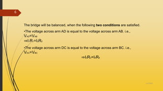 Dc bridge types ,derivation and its application | PPTX