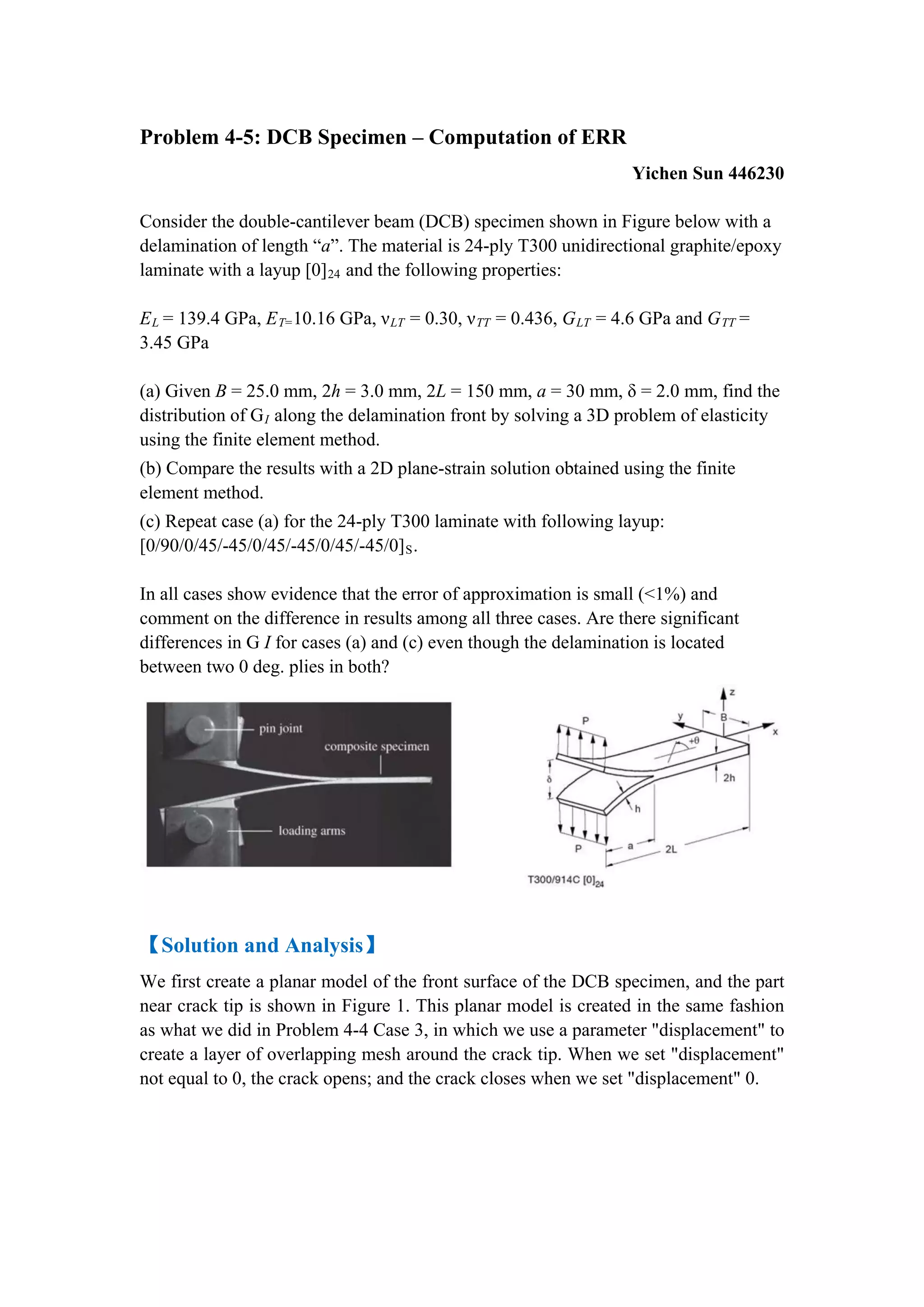 DCB Specimen Stress Simulation Report | PDF | Physics | Science