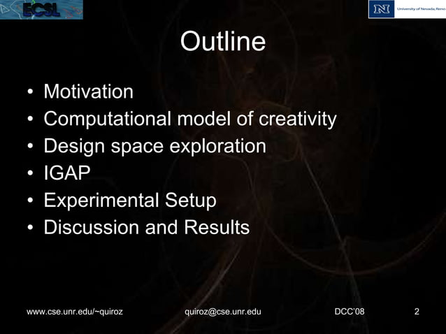 DCC 08: A model of creative design using collaborative interactive genetic algorithms | PPT