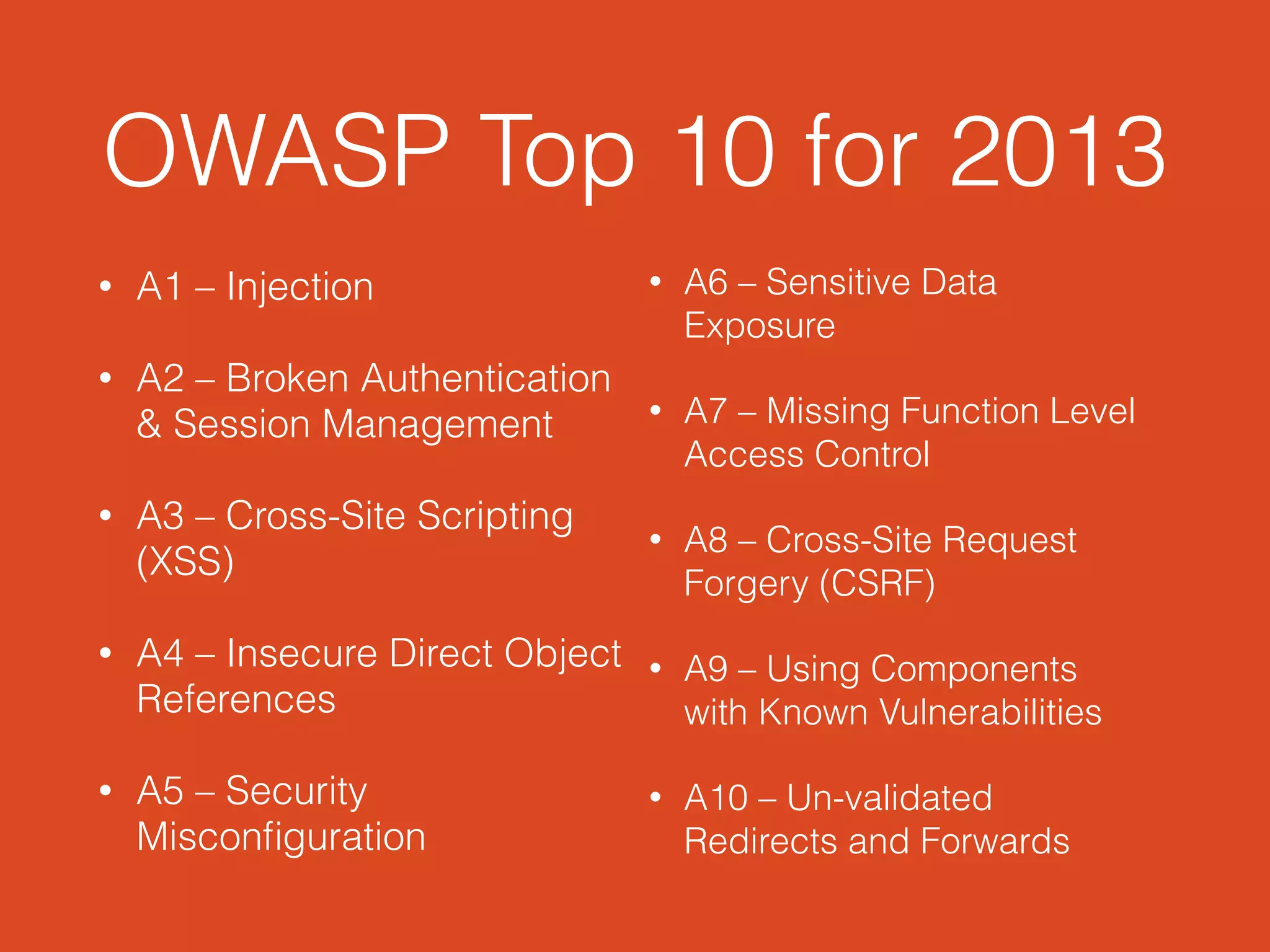 Owasp Top 10 Web Vulnerabilities From Dcc 04 14 Ppt