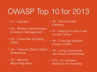 OWASP Top 10 Web Vulnerabilities from DCC 04/14 | PPT | Free Download