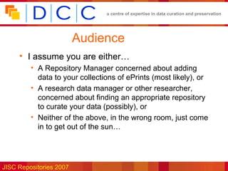 Curation of scientifica data: Challenges for repositories | PPT