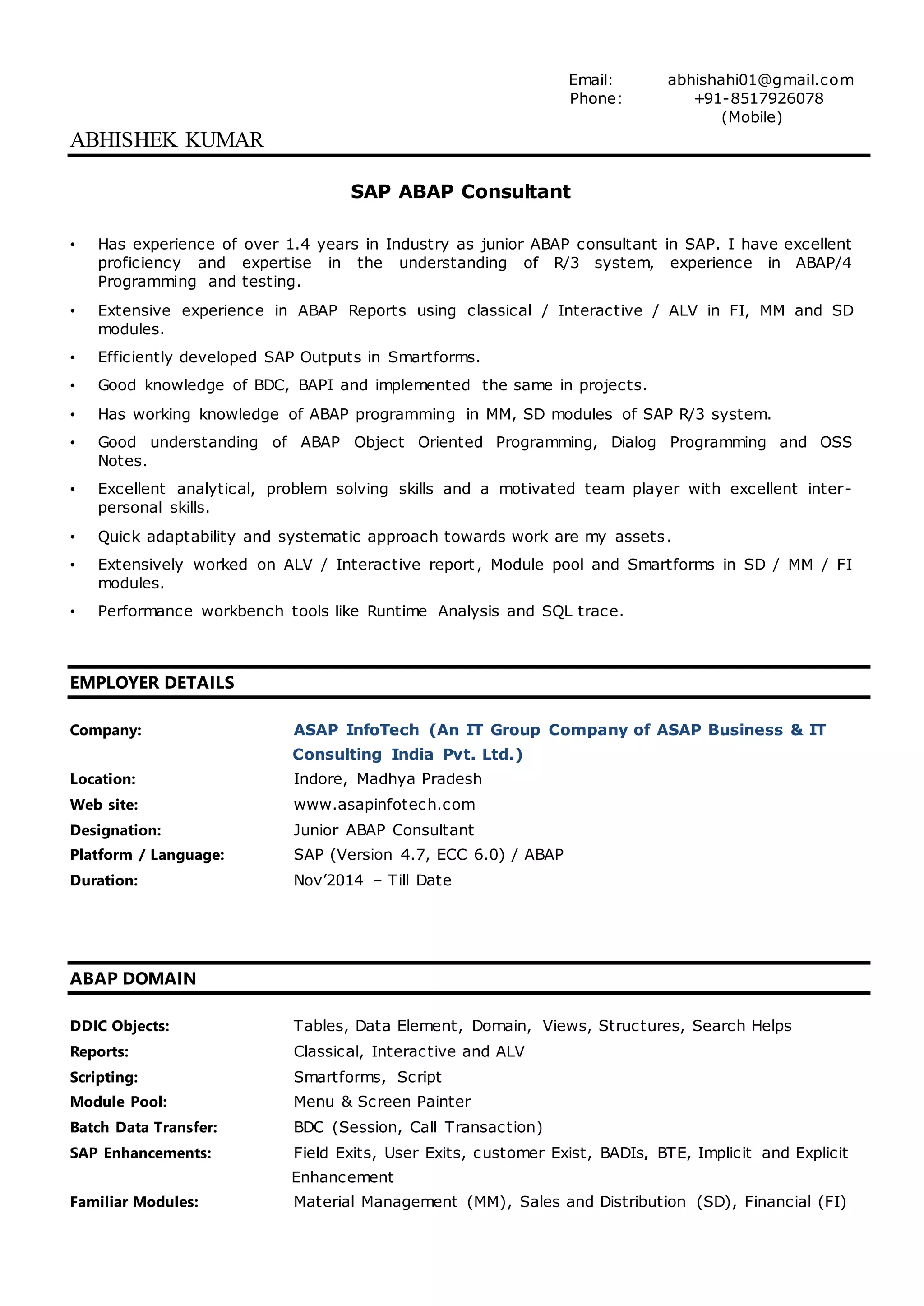 ABHISHEK RESUME | PDF