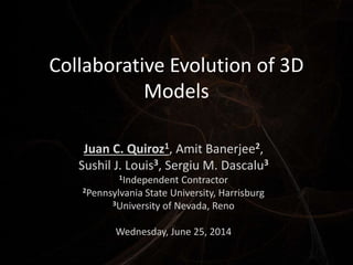 Collaborative Evolution of 3D Models | PPTX | Graphics Software | Computer Software and Applications