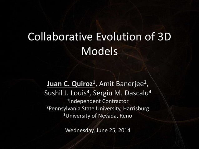 Collaborative Evolution Of 3d Models Pptx Graphics Software Computer Software And Applications