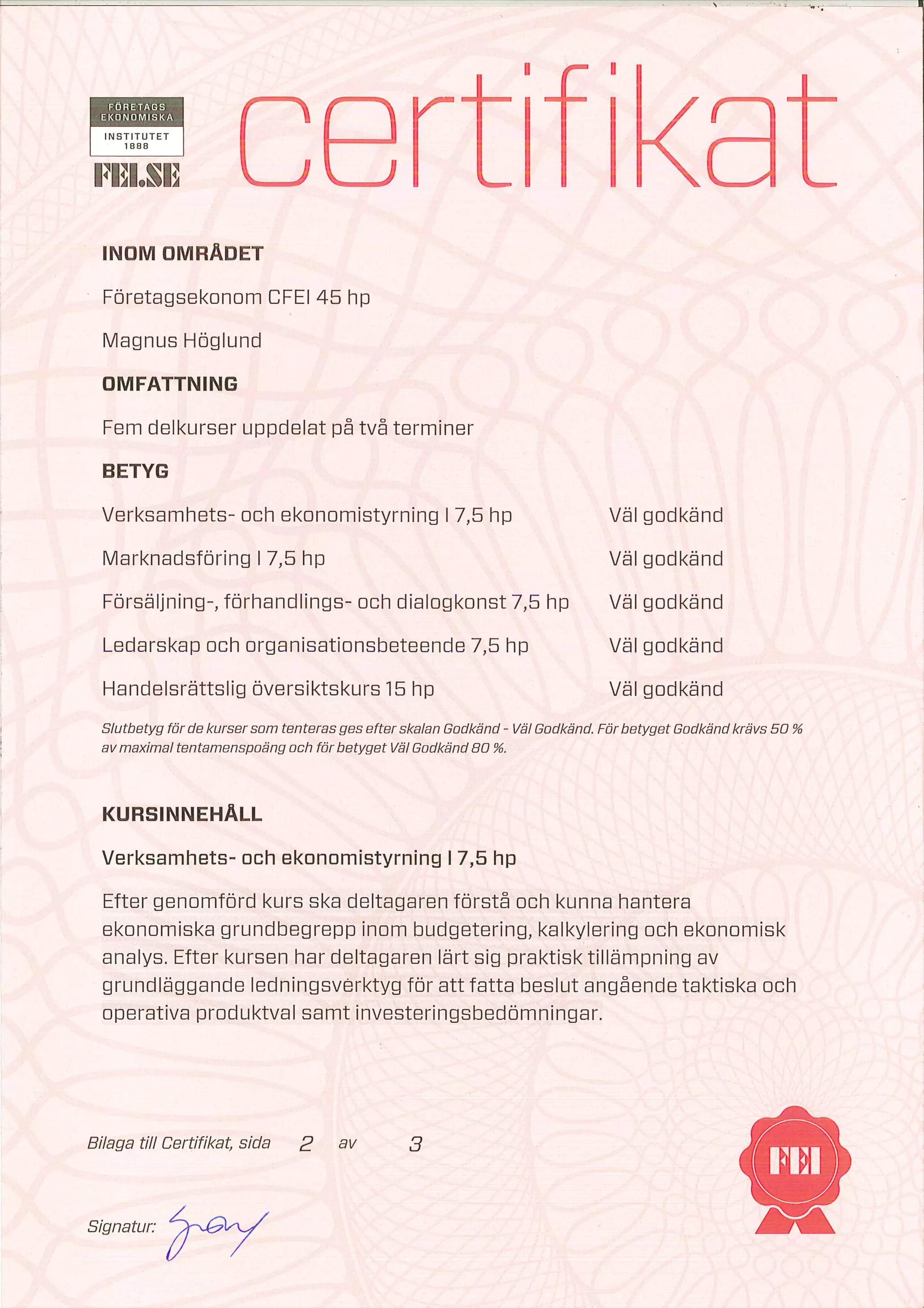 Examensbevis - FEI | PDF