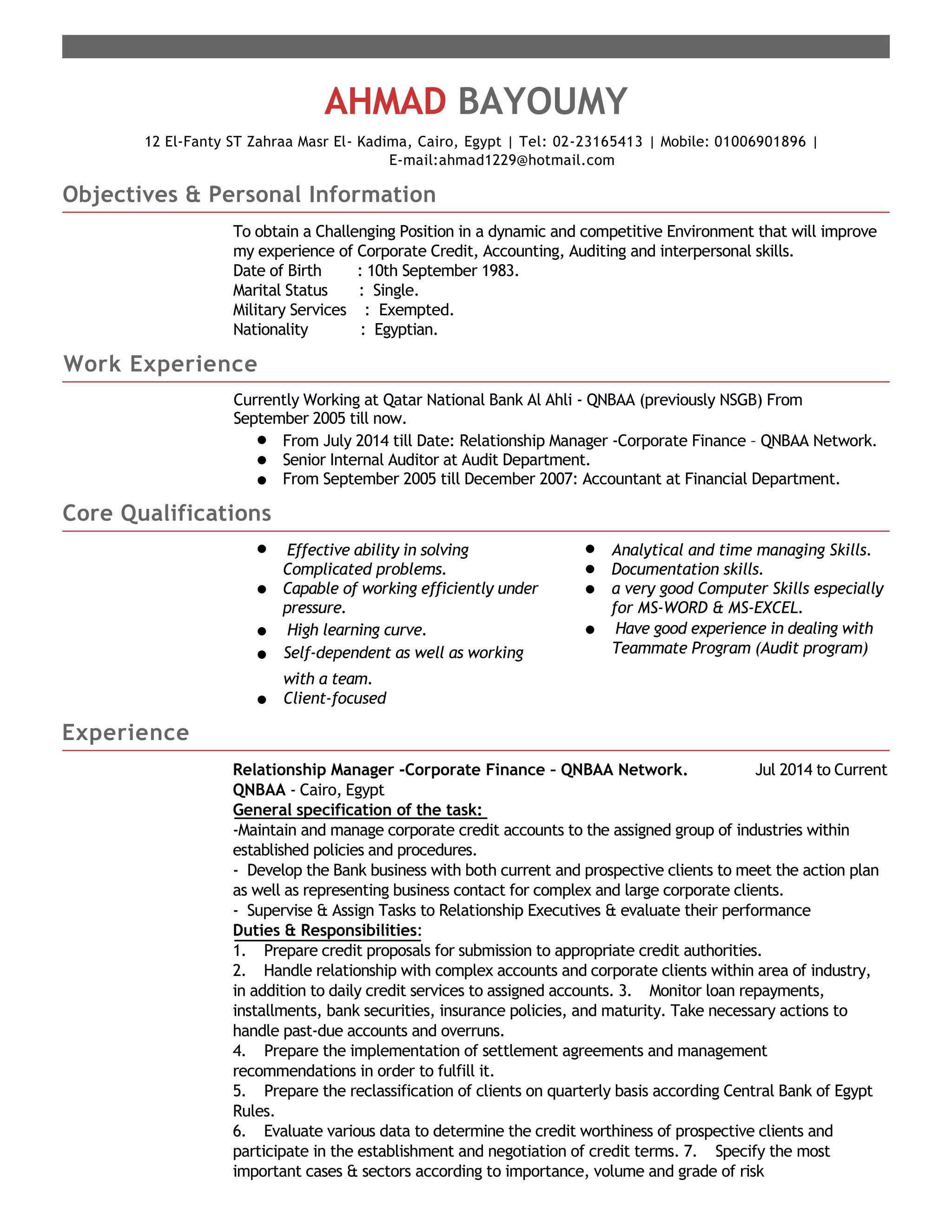 Ahmad Bayoumy CV 2016 | PDF