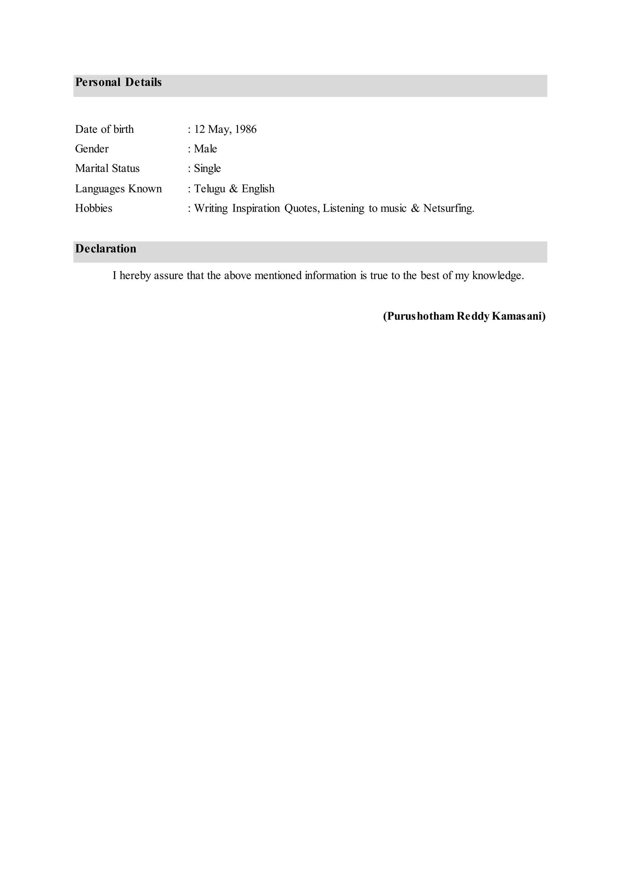 purushotham Reddy Resume | DOCX