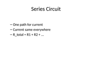 Fundamentals and Applications of Direct Current Electric Circuits | PPTX