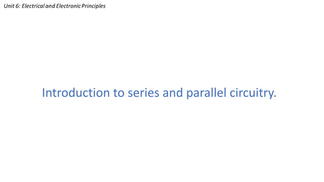 Introduction to series and parallel circuitry. | PPT