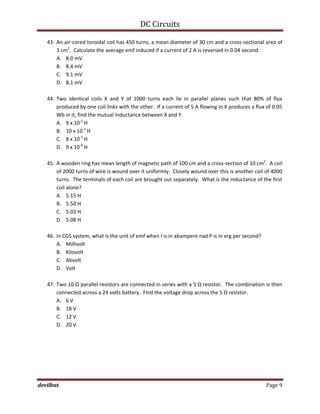 Dc Circuits Exam | PDF