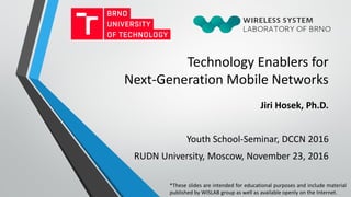 DCCN 2016 - Technologies for next generation networks | PPT