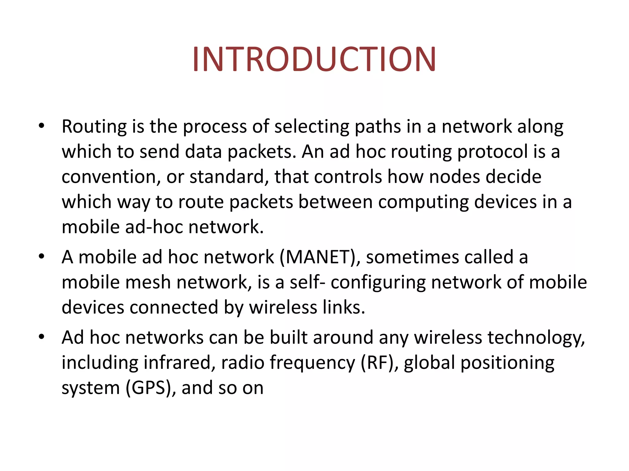 Routing in MANET | PPTX