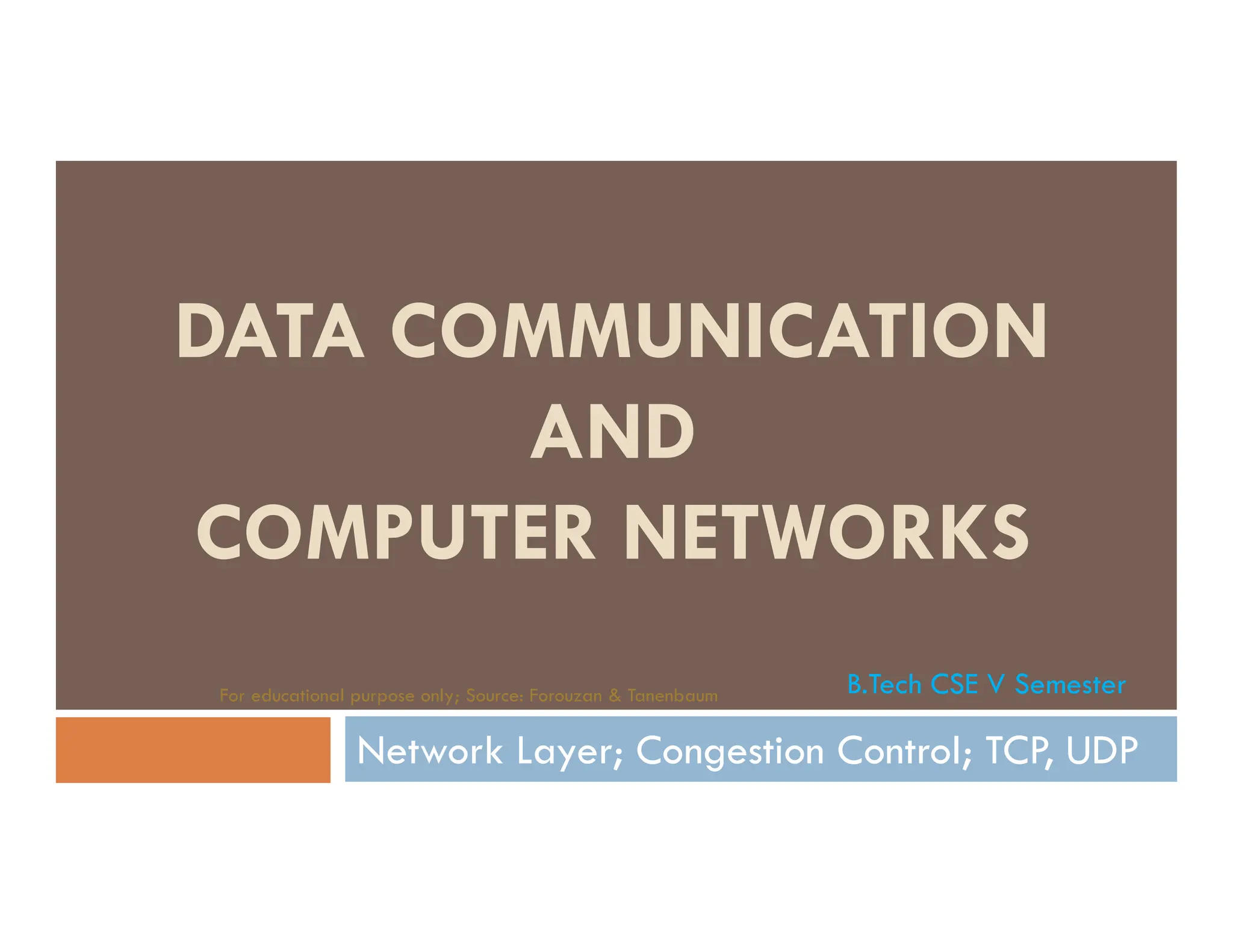 Dccn Network Layer Congestion Control Tcp Pdf Computer Networking Computing
