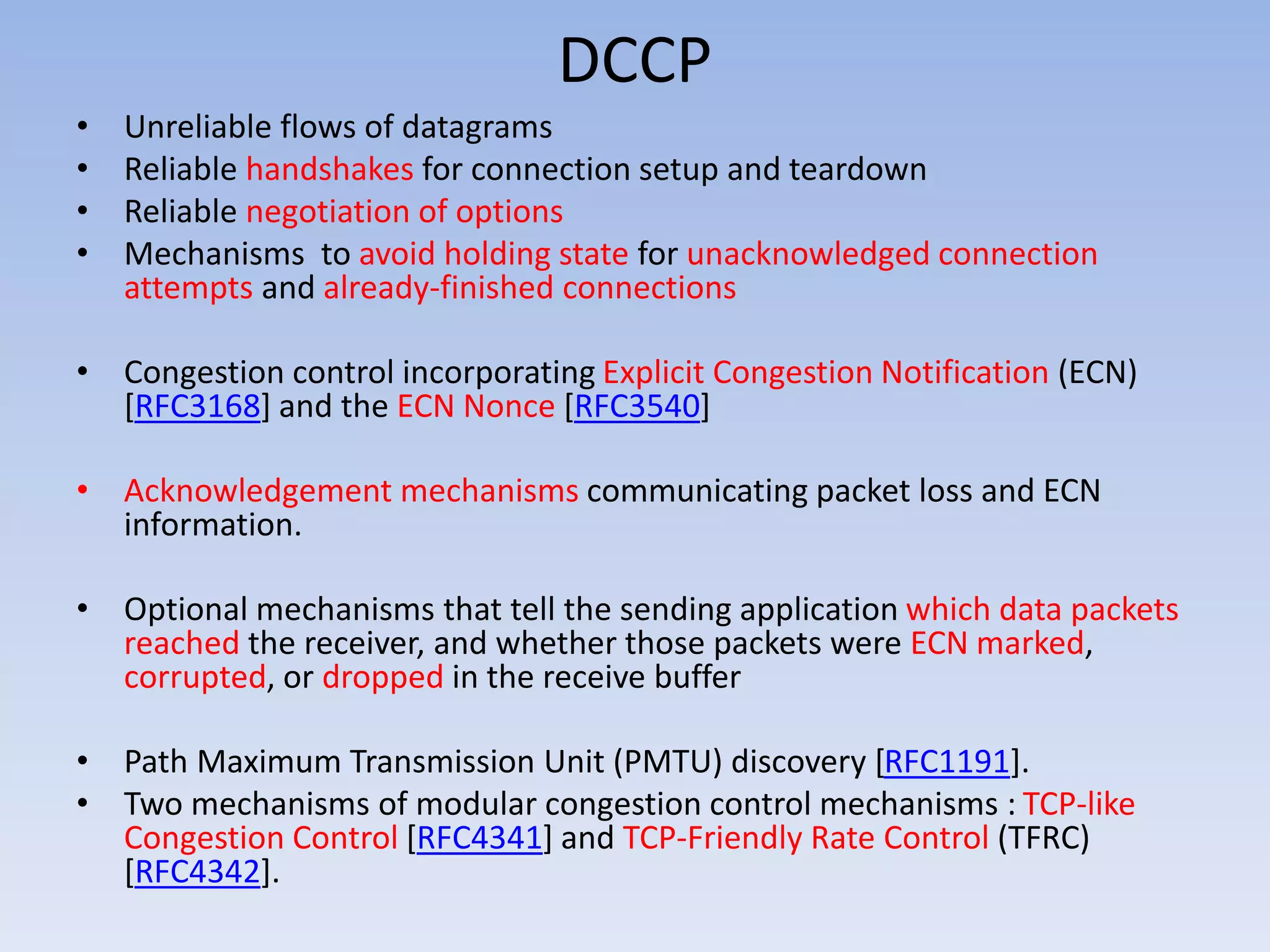 Dccp evaluation for sip signaling ict4 m | PPTX | Computer Networking | Computing