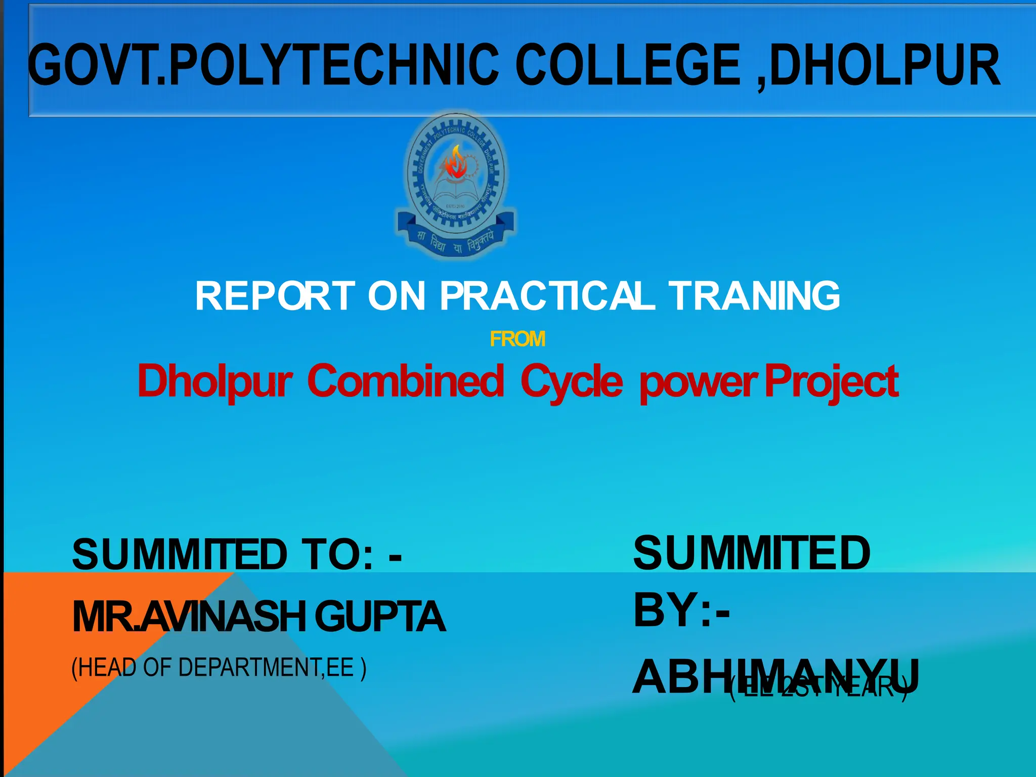 Dccpp(Dholpur combined cycle power project).pptx