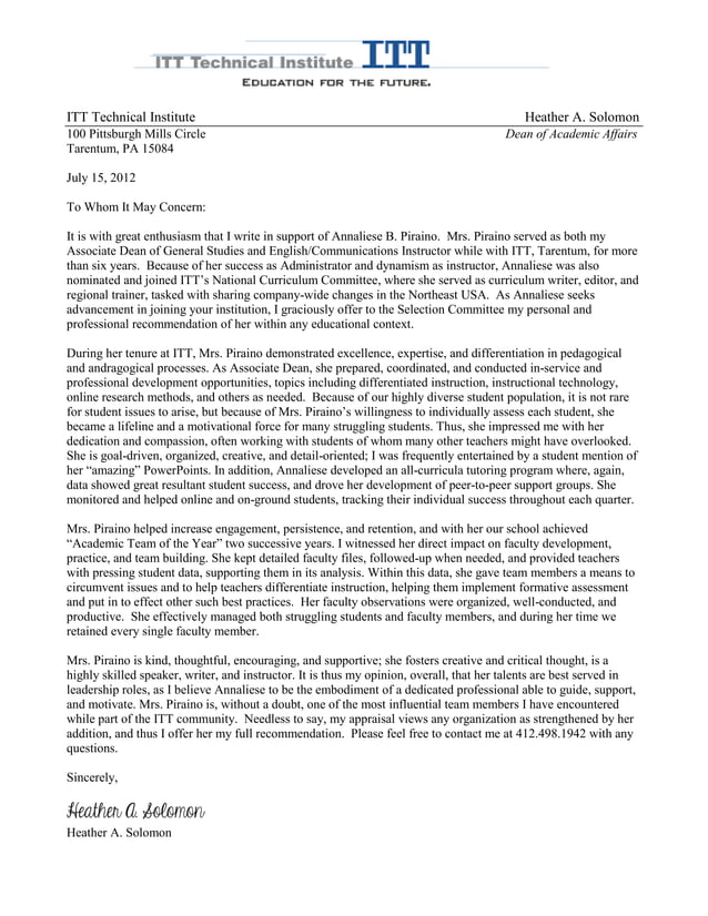 Dean Solomon Letter of Rec | PDF | Professional School | Postgraduate ...