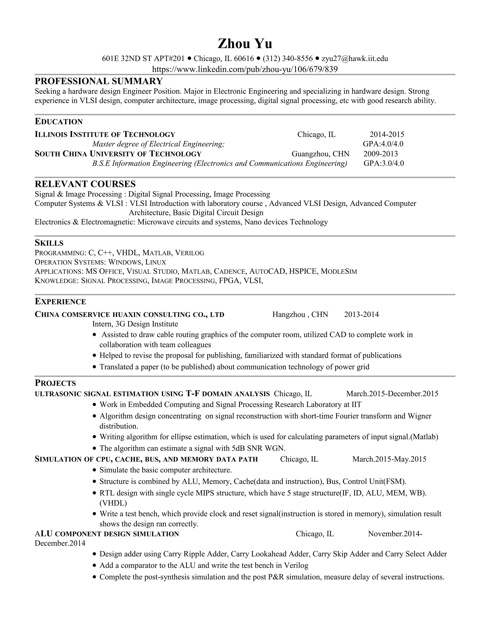 Zhou Yu Resume | PDF