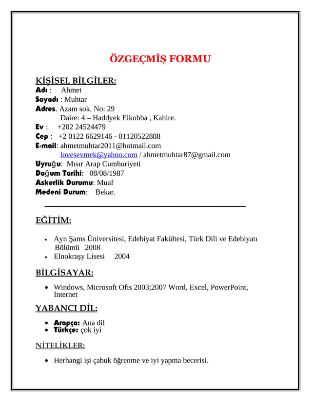 ahmed mokhtar c.v. | DOC | Professional School | Postgraduate Education