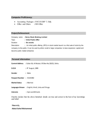 Sohail CV with Photo-N | PDF