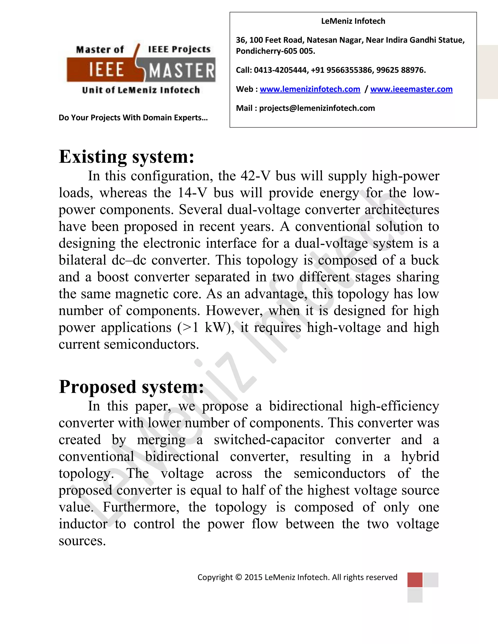 Dcdc Converter For Dual Voltage Automotive Systems Based On