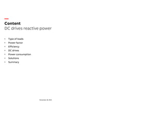 DC Drives Reactive Power.Content • Type of loads • Power factor ...