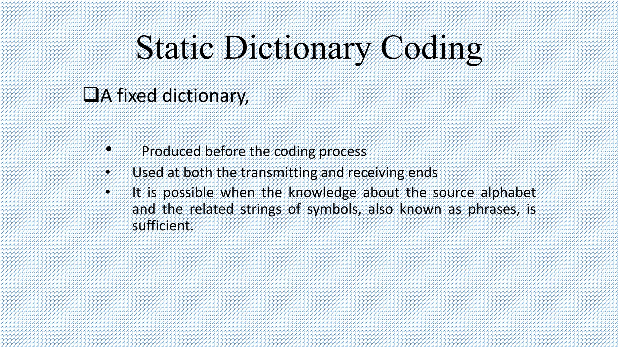 static dictionary technique | PPT