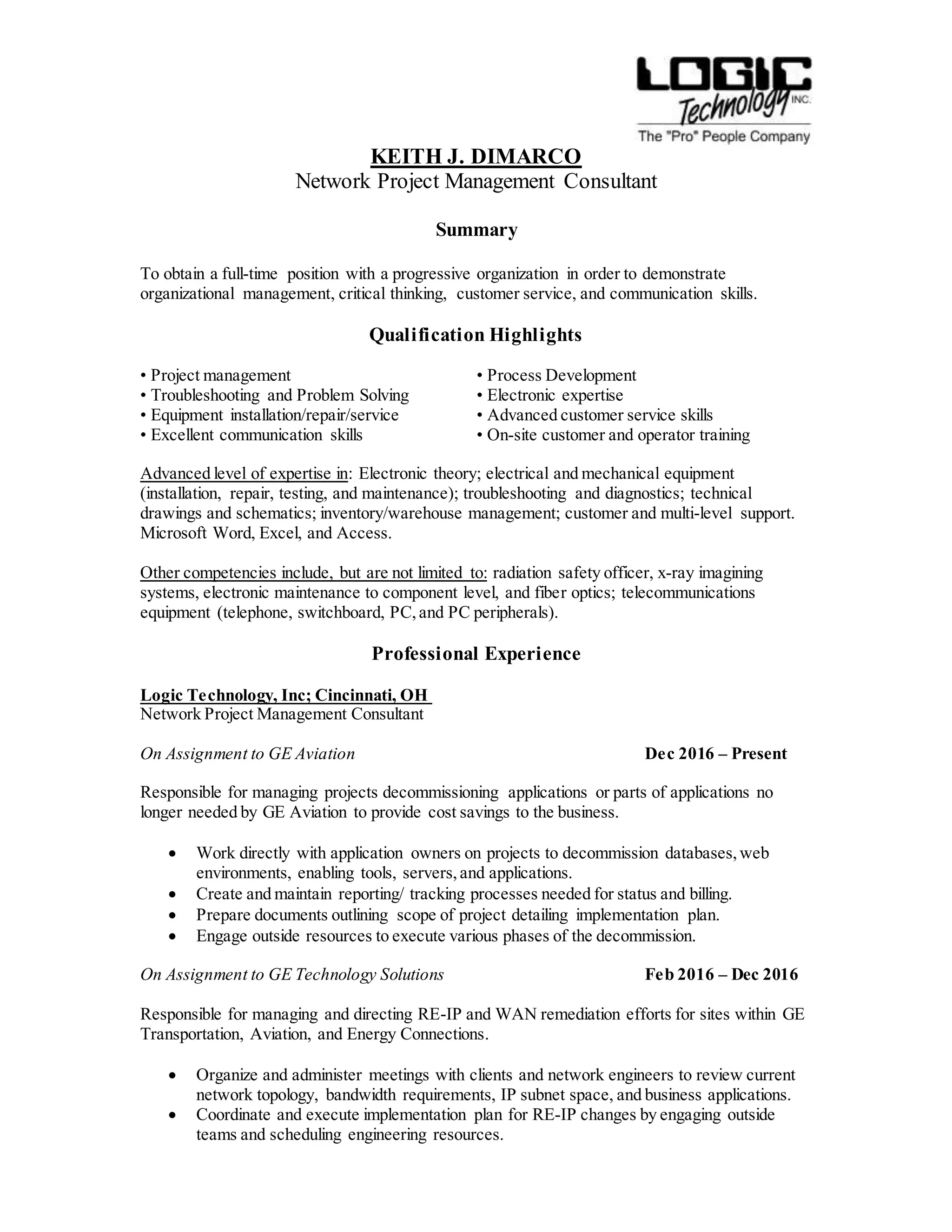 Resume Keith DiMarco | PDF