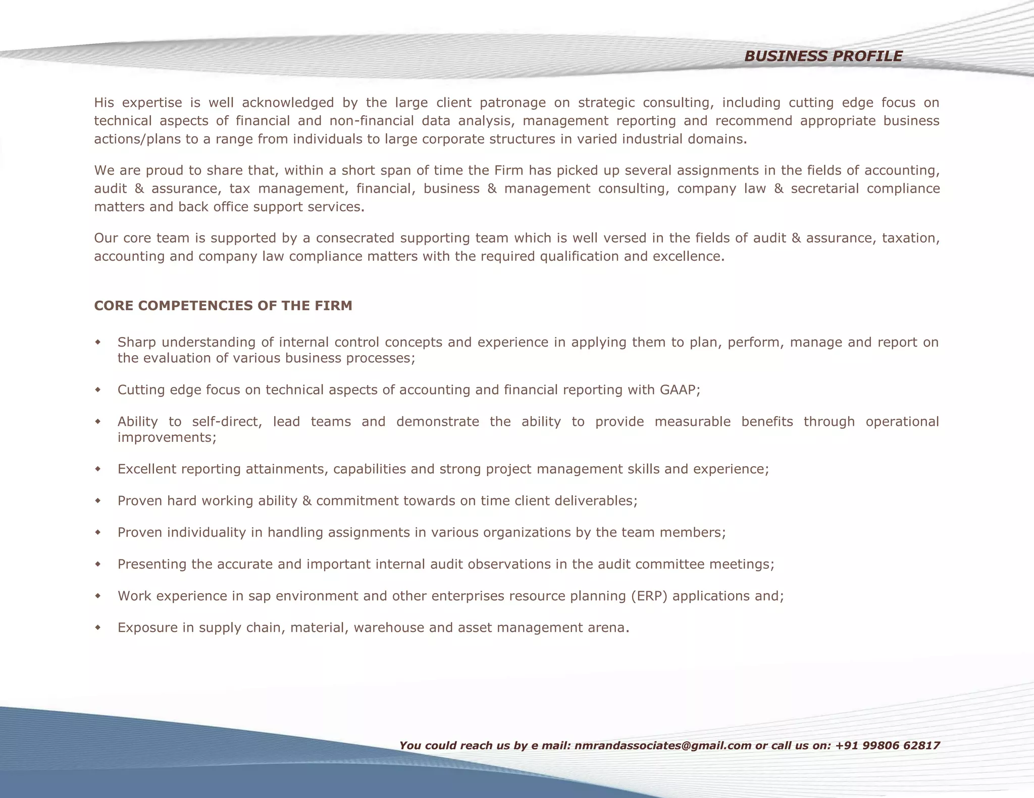 nmr & associates chartered accountants - business profile | PDF