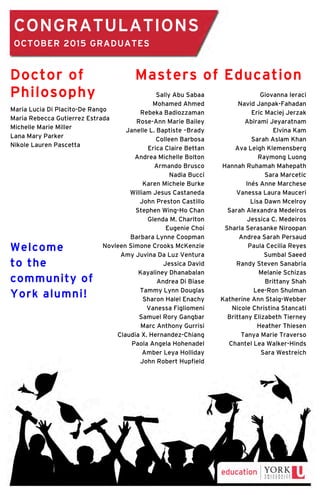 M Ed Graduating Class- Fall 2015 | PDF | Graduation | Personal ...