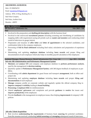 Akanksha - CV | PDF