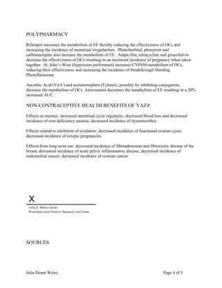 Pharmacotherapeutics of Yaz (1) | PDF