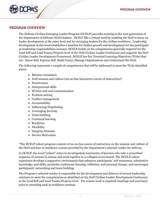 Defense Civilian Emerging Leader Program - program overview | PDF