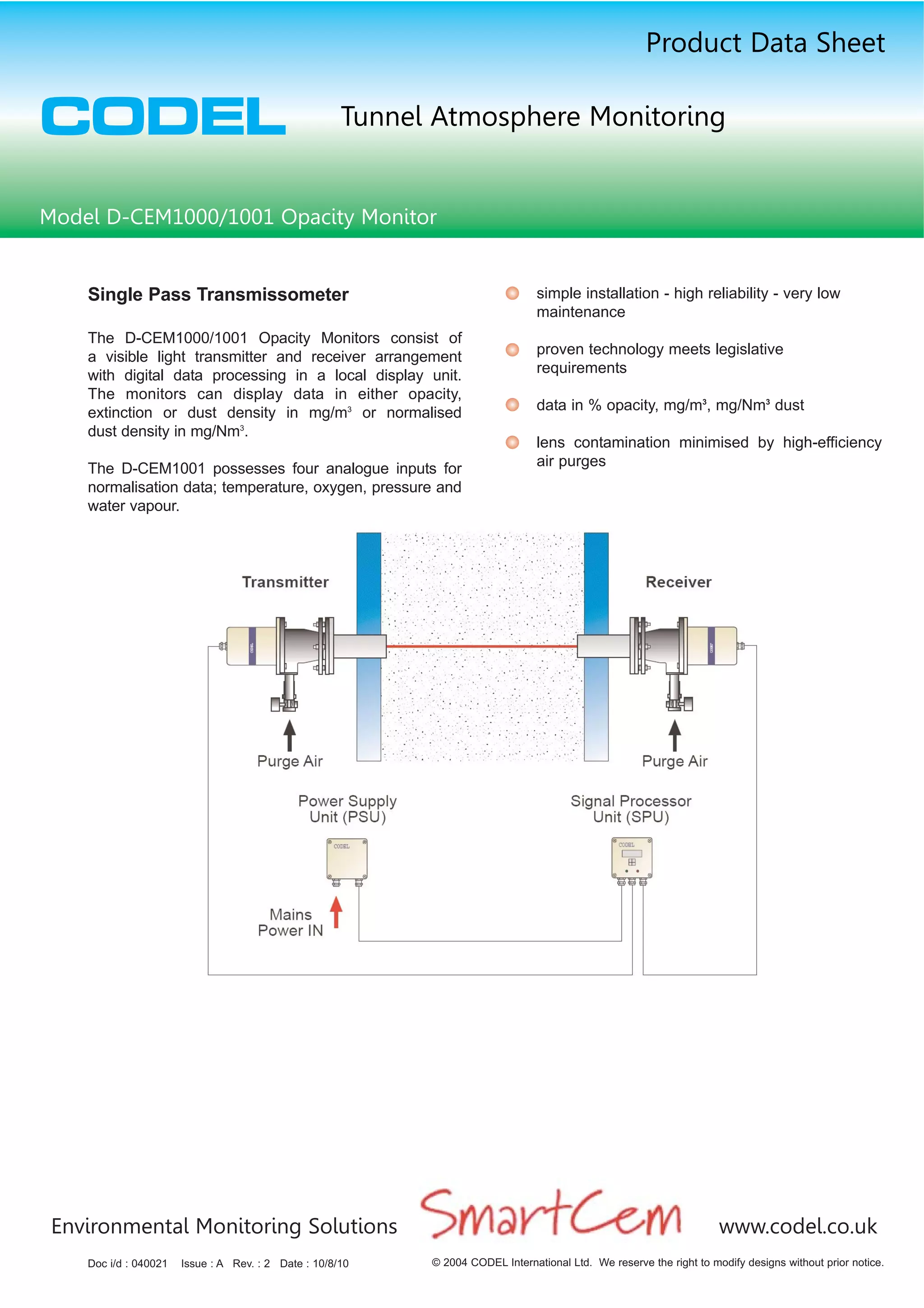DCEM1000 1001 d-codel datasheet-cem1000_1001 opacity monitor | PDF